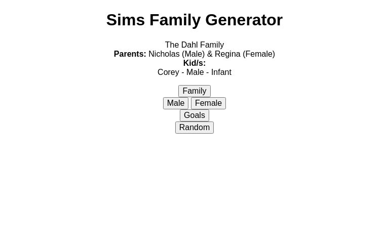 Sims Family Generator