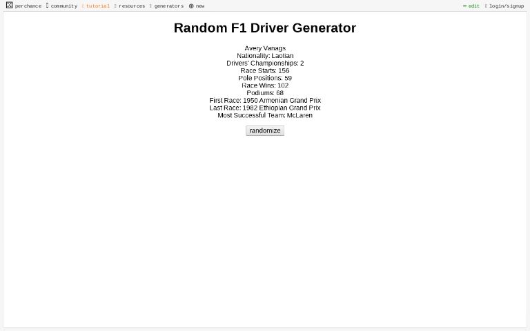 Random F1 Driver Generator