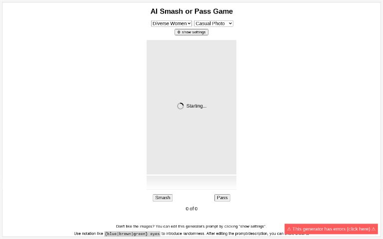 AI Smash or Pass Game ― Perchance Generator