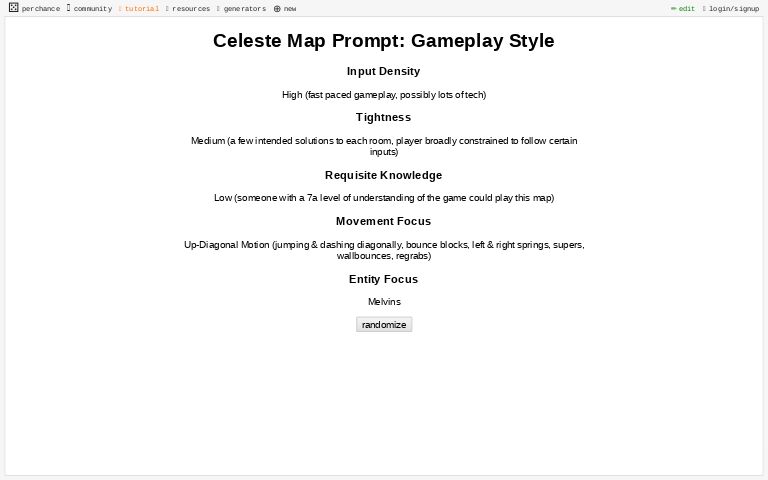 Celeste Map Prompt: Gameplay Style ― Perchance Generator