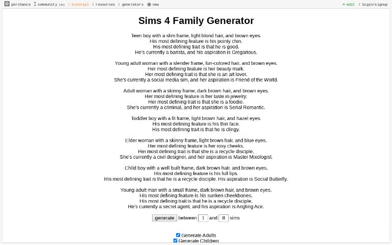 Sims 4 Family Generator