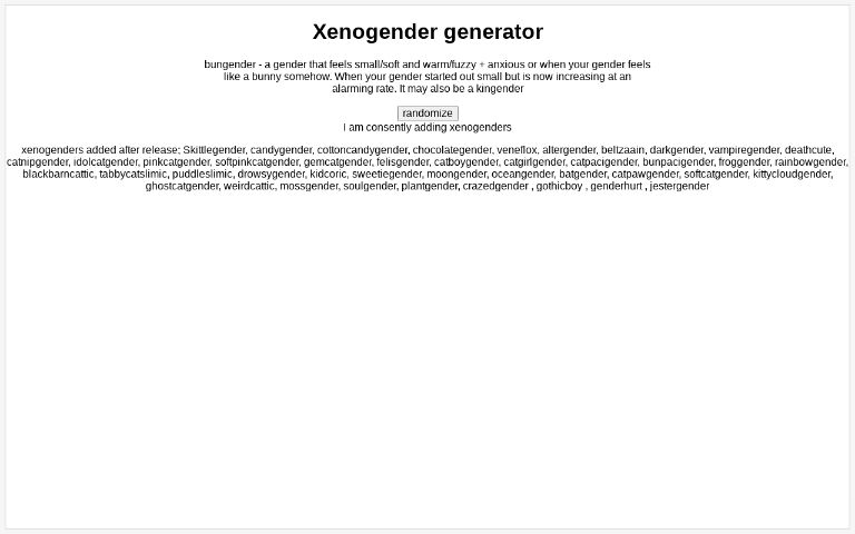 Xenogender generator