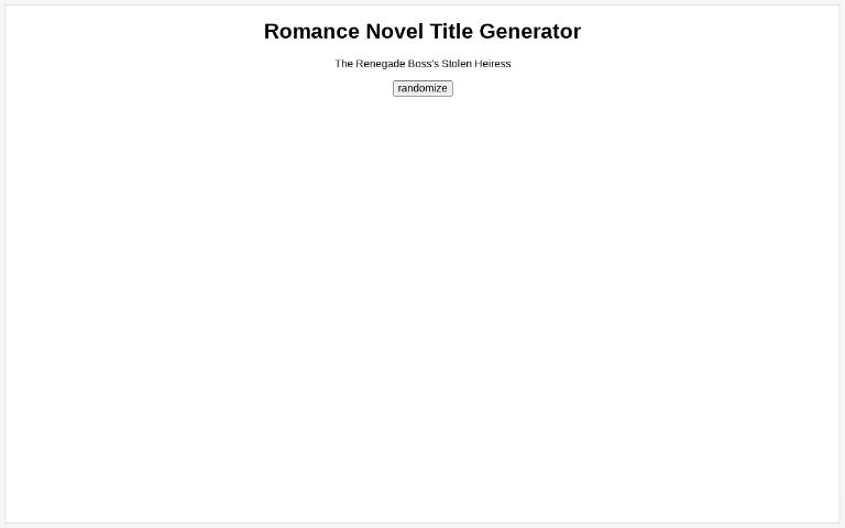 Romance Novel Title Generator