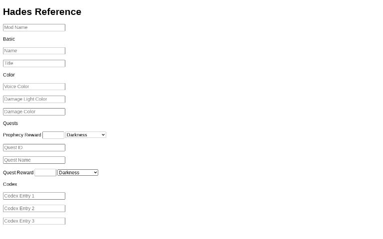 Hades Reference ― Perchance Generator