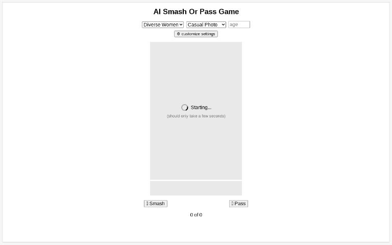 AI Smash Or Pass Game ― Perchance Generator