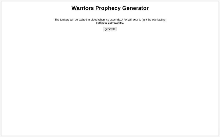 Warriors Prophecy Generator