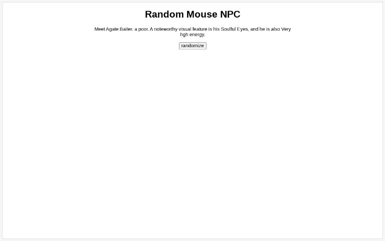 Random Mouse NPC ― Perchance Generator