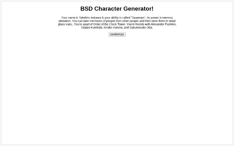 BSD Character Generator!