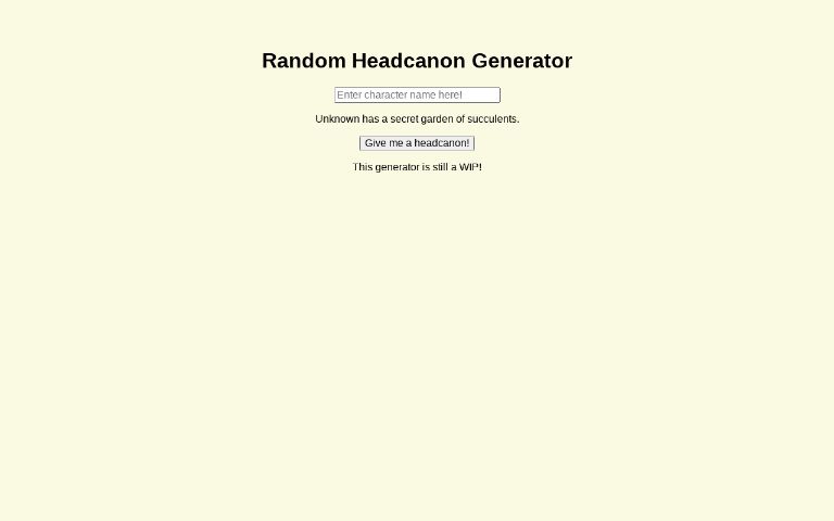 Random Headcanon Generator