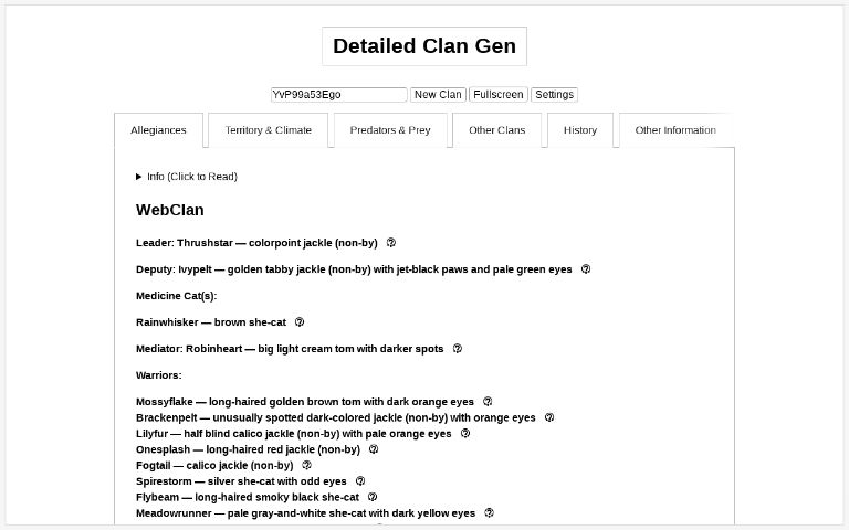 Detailed clan gen