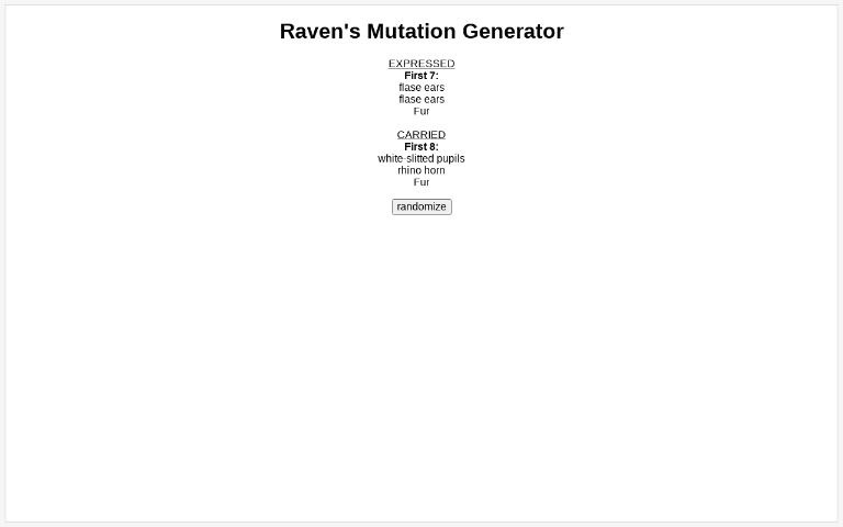 Raven's Mutation Generator