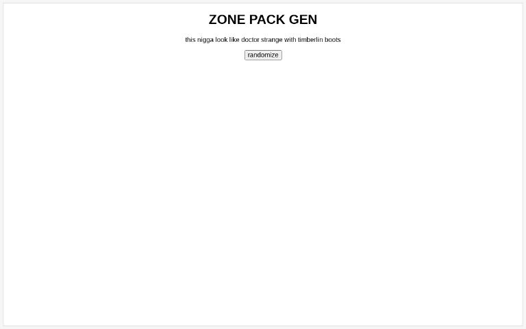 ZONE PACK GEN ― Perchance Generator