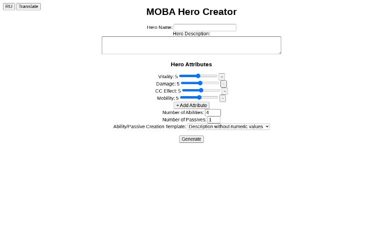 MOBA Hero Creator ― Perchance Generator