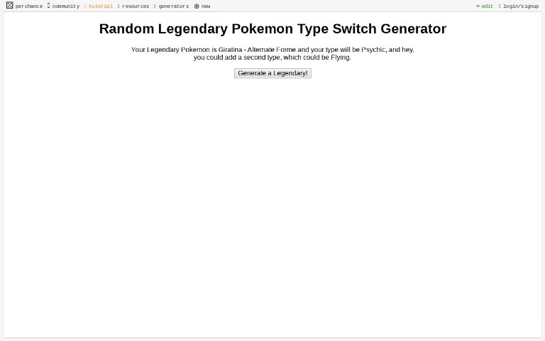 Random Legendary Pokemon Type Switch Generator
