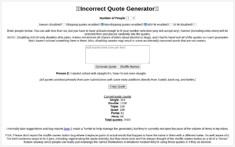 🏳️‍🌈Incorrect Quote Generator🏳️‍🌈