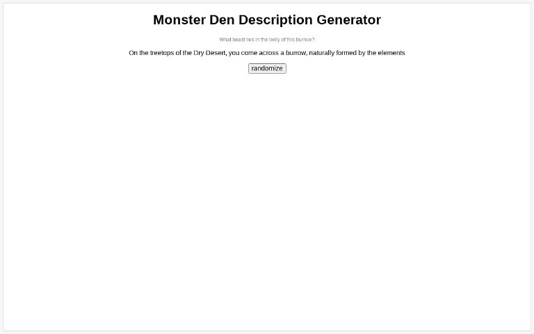 Monster Den Description Generator