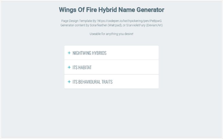 Wings Of Fire Hybrid Name Generator