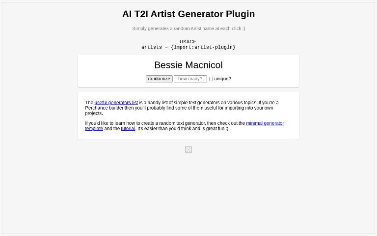 AI T2I Artist Generator Plugin