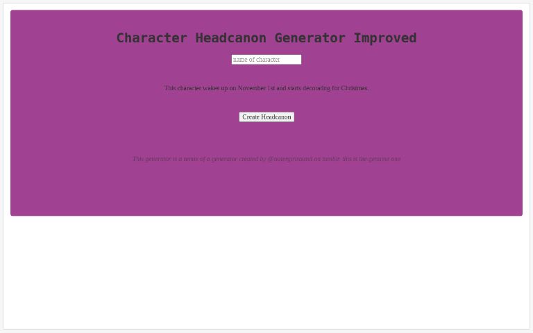 Character Headcanon Generator Improved