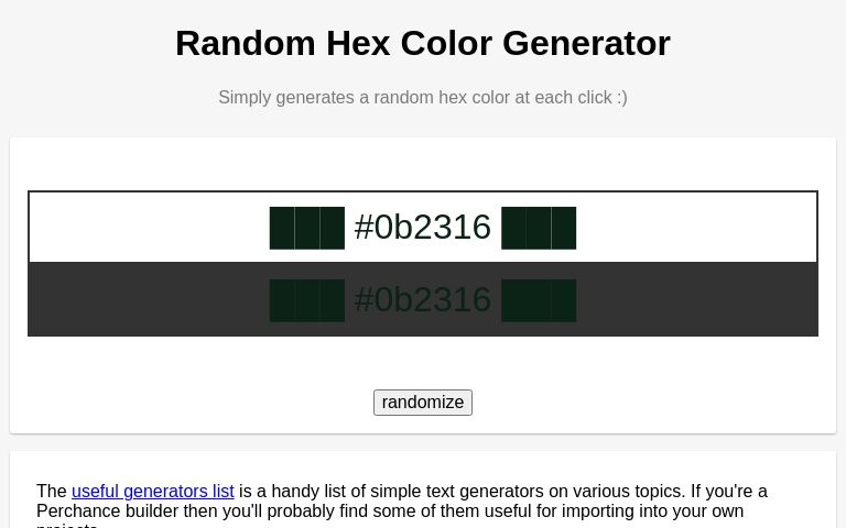Random Hex Color Generator