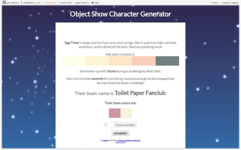 Object Show Character Generator