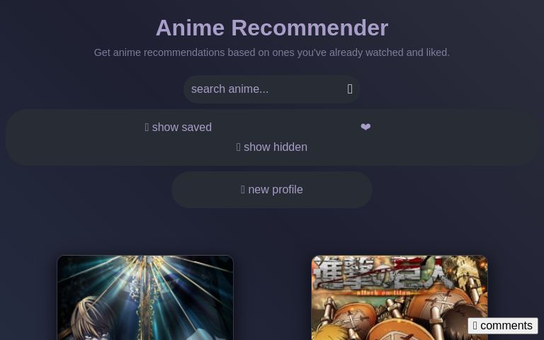 XL Anime Recommender Tool (Based on Your Favs) ― Perchance Generator
