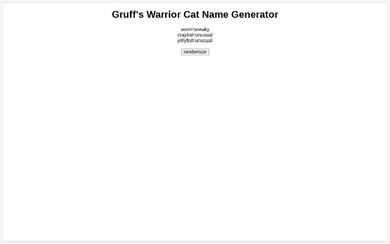 Gruff's Warrior Cat Name Generator