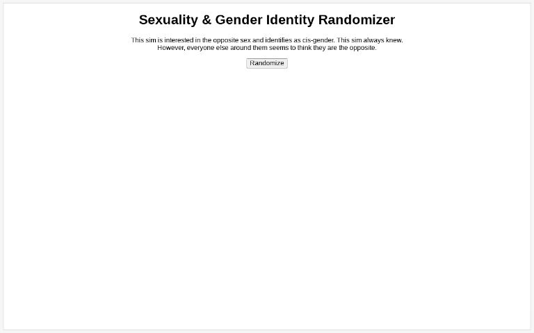 Sexuality & Gender Identity Randomizer ― Perchance Generator
