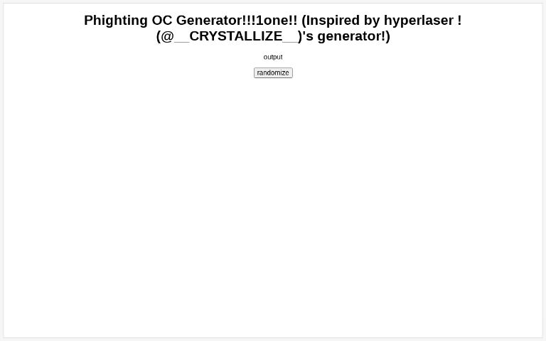 Phighting OC Generator!!!1one!! (Inspired by hyperlaser ...