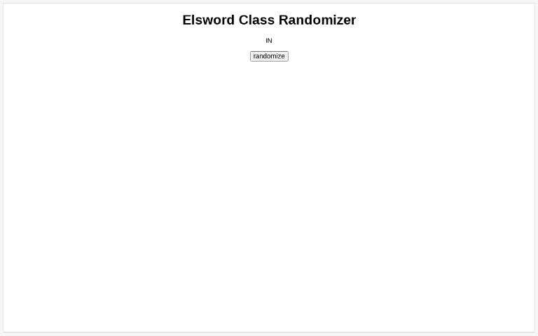 Elsword Class Randomizer ― Perchance Generator