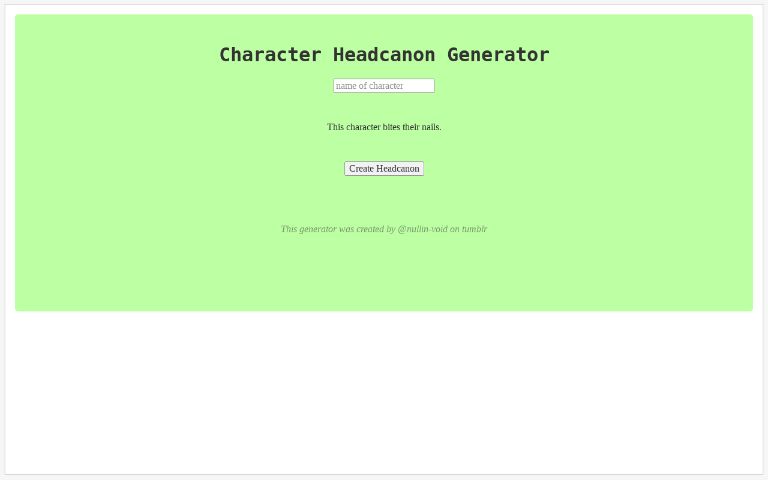 Character Headcanon Generator