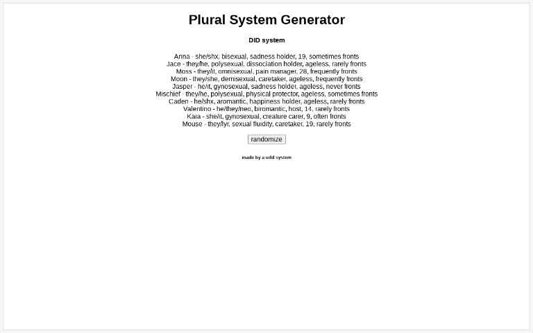 Plural System Generator