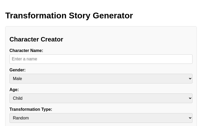 Transformation Story Generator