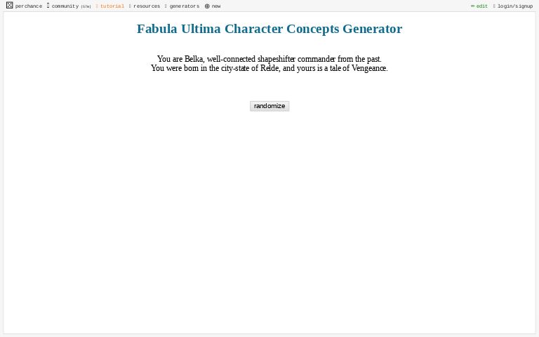 Fabula Ultima Character Concepts Generator