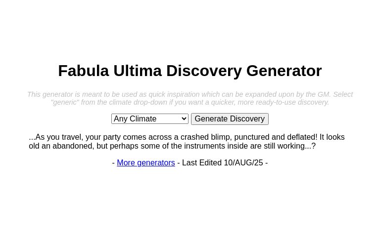 Fabula Ultima Discovery Generator