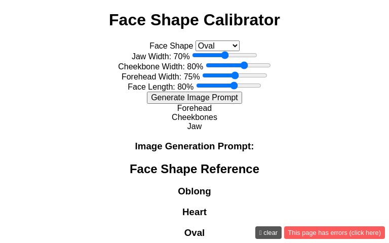 Face Shape Calibrator ― Perchance Generator