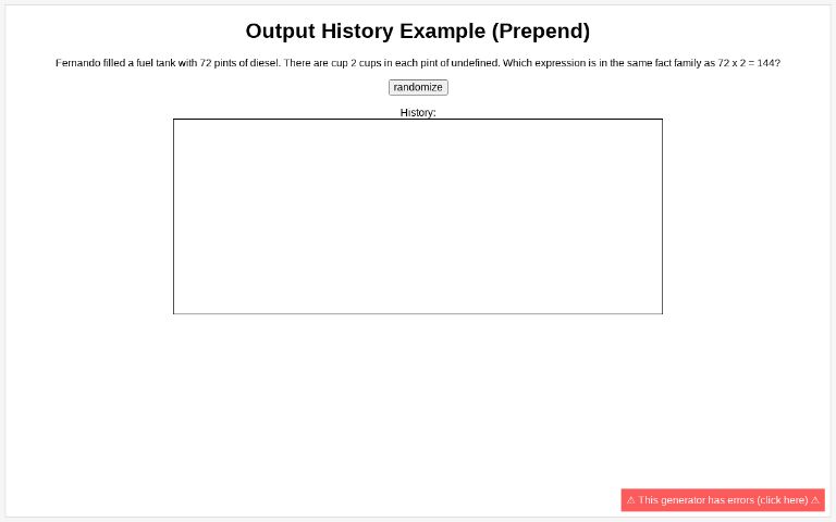 Output History Example (Prepend) ― Perchance Generator