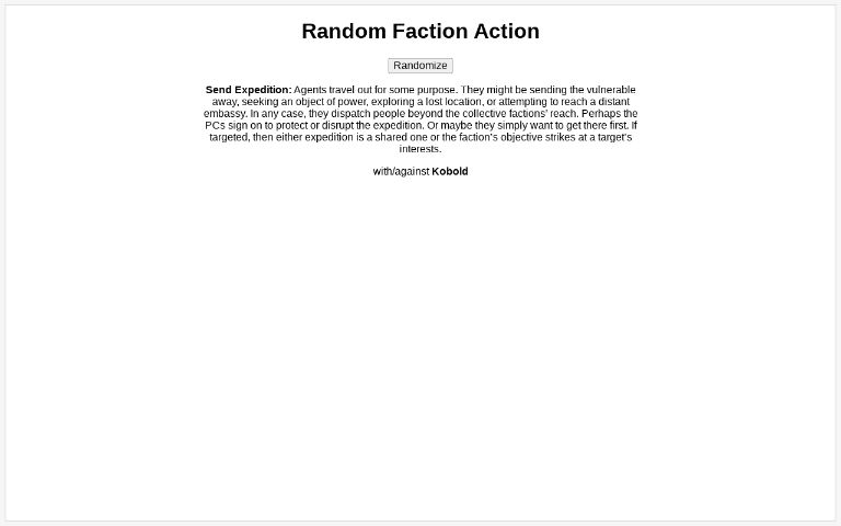 Random Faction Action ― Perchance Generator