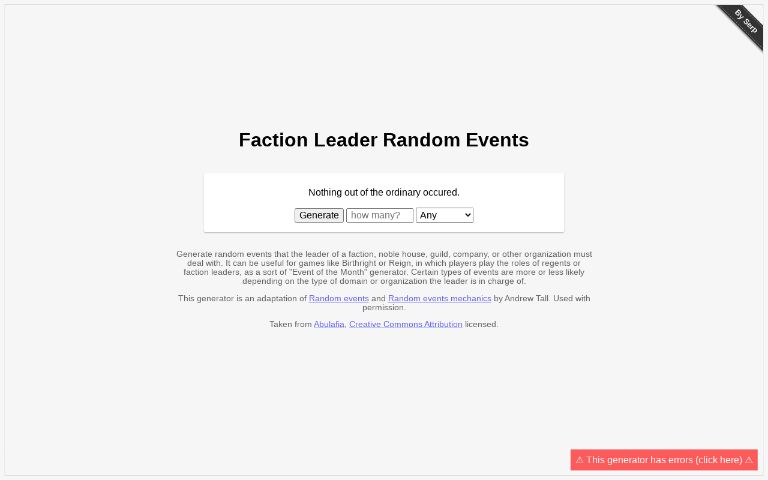Faction Leader Random Events ― Perchance Generator