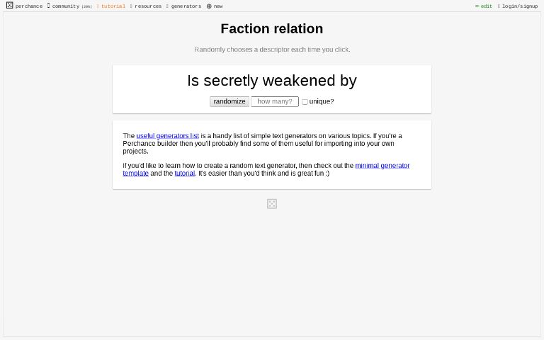 Faction relation ― Perchance Generator