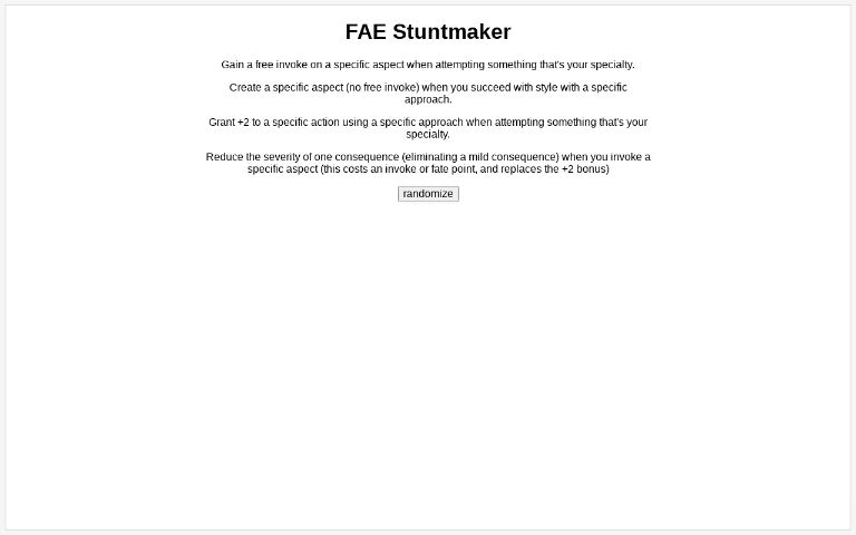 FAE Stuntmaker ― Perchance Generator