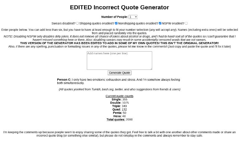EDITED Incorrect Quote Generator