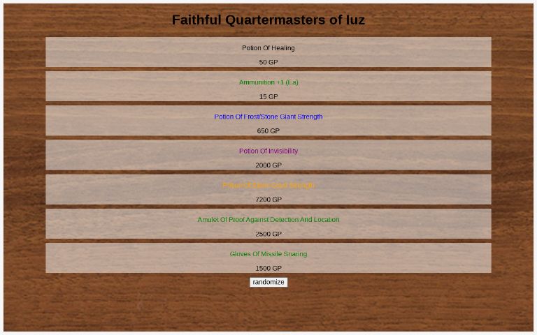 Faithful Quartermasters of Iuz ― Perchance Generator