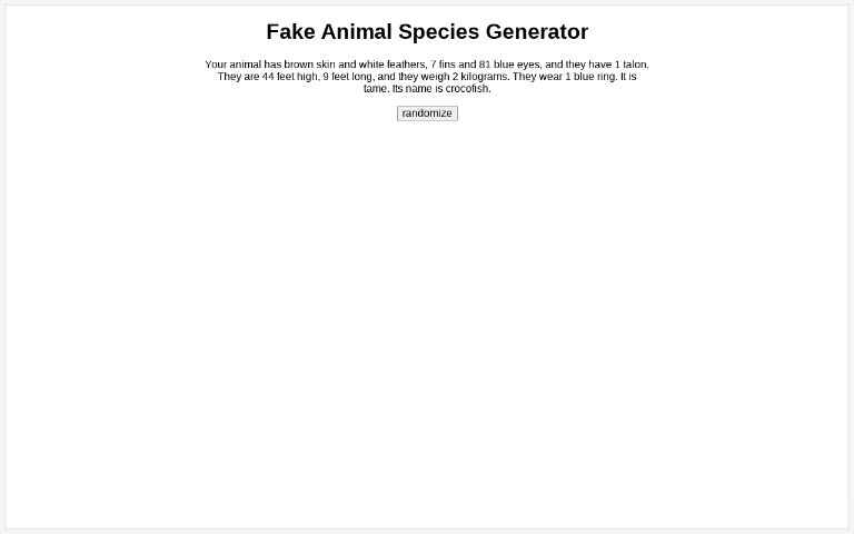 Fake Animal Species Generator