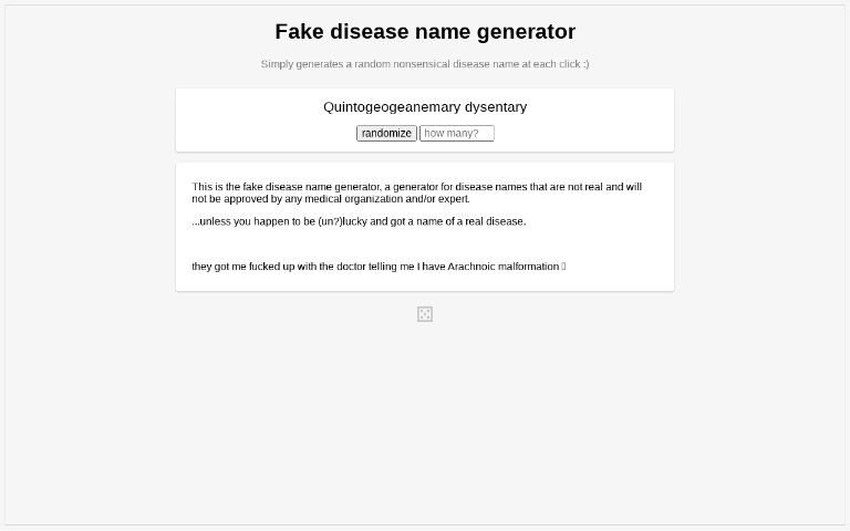 Fake disease name generator