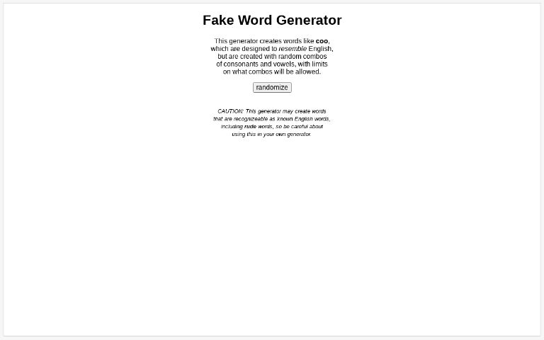 Fake Word Generator