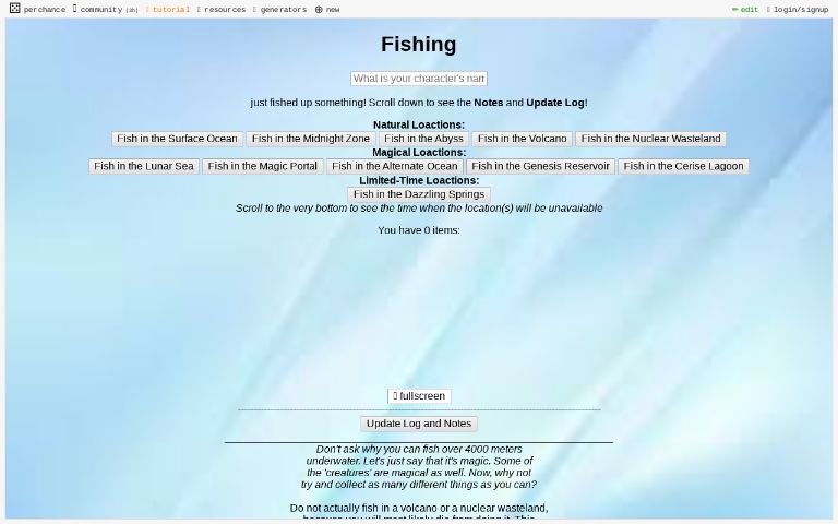 Fishing ― Perchance Generator