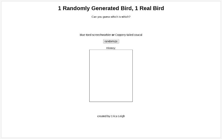 1 Randomly Generated Bird, 1 Real Bird