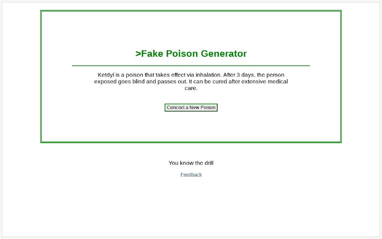 >Fake Poison Generator