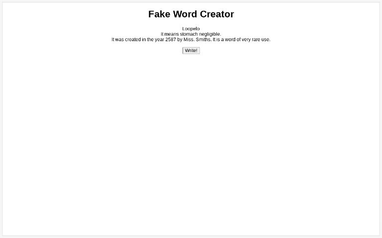 Fake Word Creator ― Perchance Generator